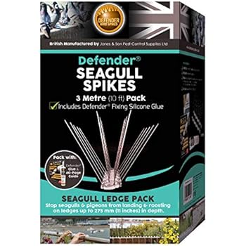 Defender Seagull Spikes | 3 Metre Pack With Glue & 40 Page Gull & Bird ...