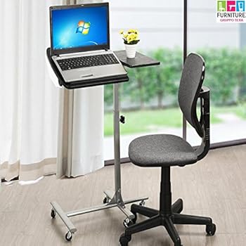 Bakaji Tavolino Porta PC Notebook Laptop con Rotelle Altezza Regolabile ...