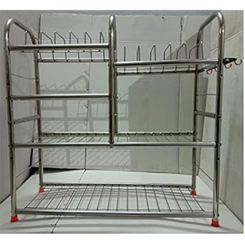 Buy Elora Steel Dish Bartan Stand Home Wall Mount Stainless Steel ...