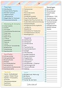 Packliste Block im DIN A5 Format mit 50 Blatt - Reise-Checkliste für ...