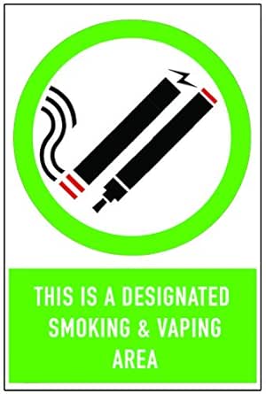 Designated Smoking & Vaping E-Cigarette Area Warning Sticker Sign Pack ...