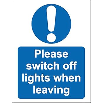 Please switch off light when leaving safety signs - Self adhesive ...
