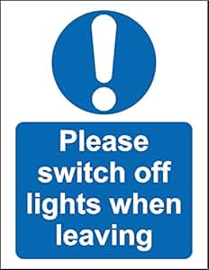 Please switch off light when leaving safety signs - Self adhesive ...