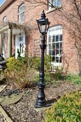 Black Victorian Fluted Style Cast Iron Outdoor Lamp Post Set 1.7m ...