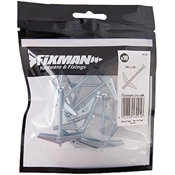 M3 x 50mm SPRING TOGGLE WITH SCREW PLASTERBOARD HOLLOW WALL FIXINGS (12 ...