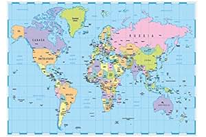 A2 World Map Atlas Print 130gsm Paper Stock: Amazon.co.uk: Office Products