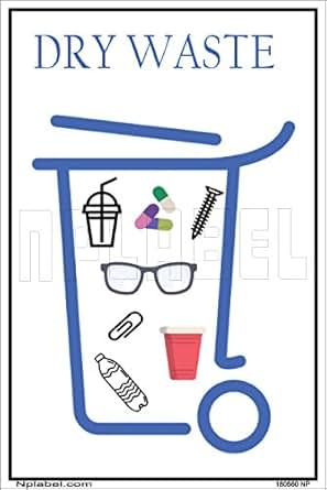 NPLABEL Premium Quality Dry Waste Sticker Self Adhesive for Trash Can ...