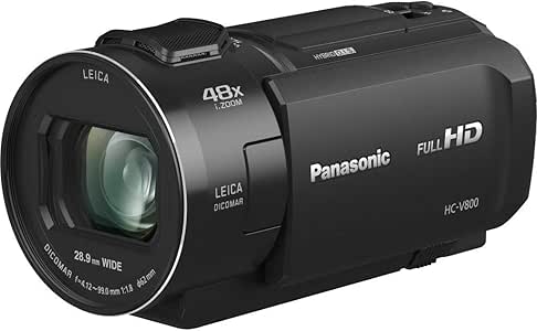 Panasonic HC-V800EG-K Videocamera Compatta Full-HD, Grandangolo 25 mm ...