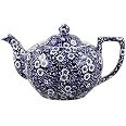 Burleigh Dark Blue Calico Teapot Large 1 litre : Amazon.co.uk: Home ...