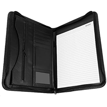 Arpan Black Leather Look A4 Zipped Conference Folder with Calculator ...