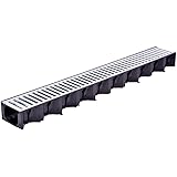 ACO HexDrain Brickslot Channel with black plastic slotted grating 1m ...