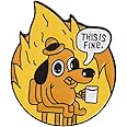 THIS IS FINE Brooch Badge Custom Cartoon Dog Enamel Lapel Pin Shirt Bag ...