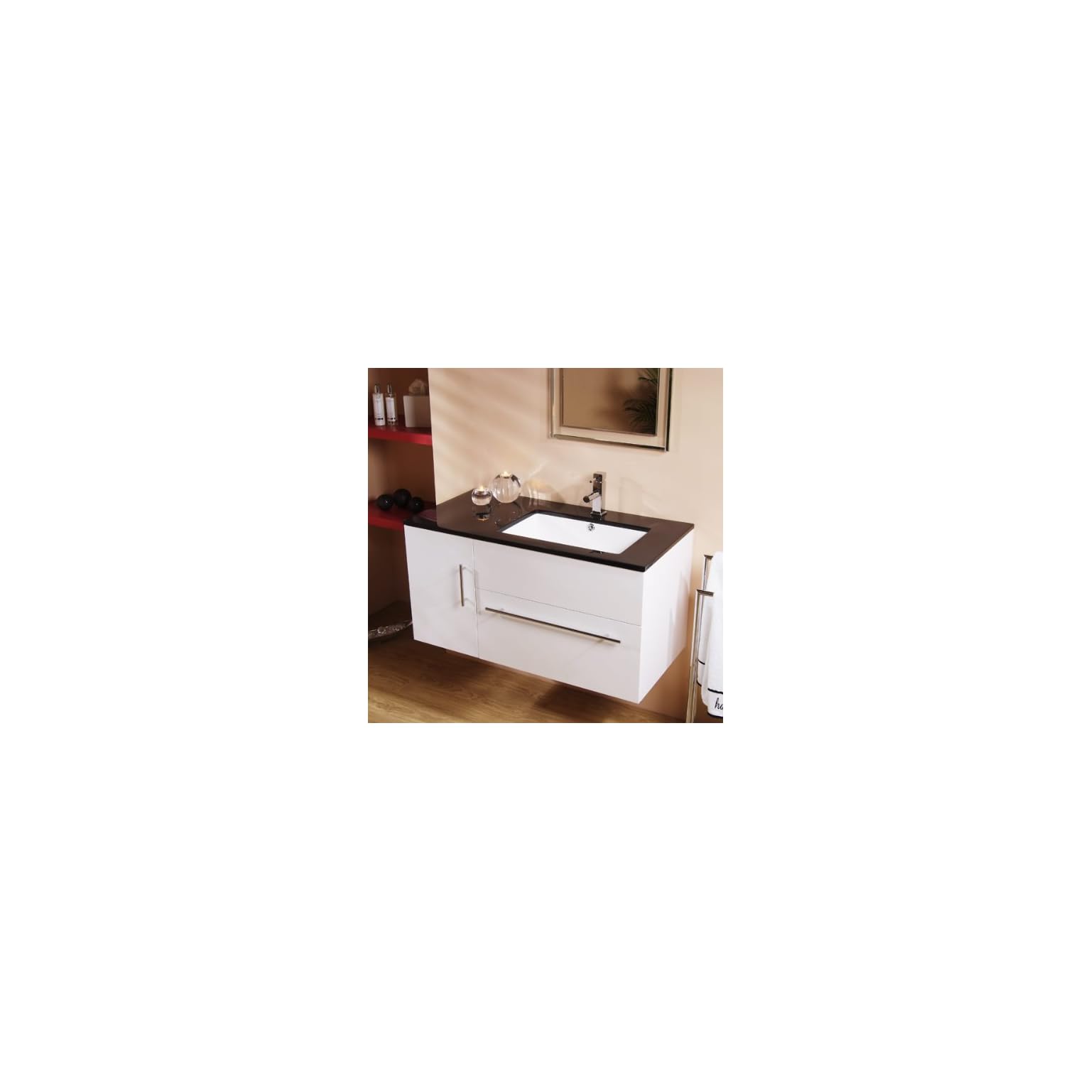 1000 Vanity Unit with Basin for Bathroom Ensuite – Wall Hung Soft ...