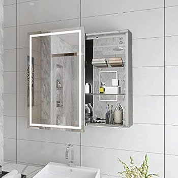 Gedy Space-Saving Stainless Steel Bathroom Cabinet With Sliding Mirror ...