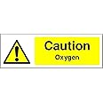 Caution Oxygen safety sign - Self adhesive sticker 150mm x 50mm Case ...