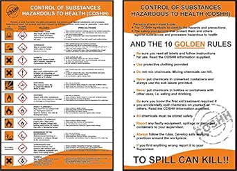 COSHH POSTER A4 (297mm x 210mm) LAMINATED 400g Health and safety signs ...