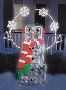 44" Lighted Outdoor Prismatic Ice Cube Snowman Yard Art Figure: Amazon ...