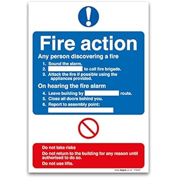 Fire Action Sign - What You Should Do In The Event Of Fire Notice (Self ...