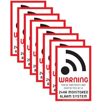 8 x Intruder Alarm Warning Security Stickers Signs for Internal or ...
