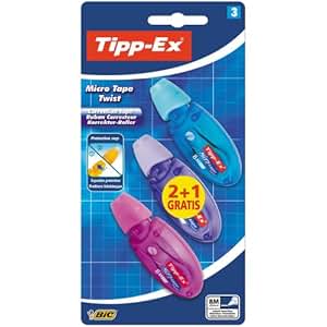 Tipp-Ex Micro Tape Twist - Assorted Colours (Value Pack of 2, Plus 1 ...