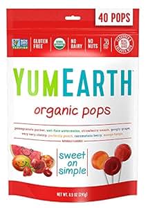 Yummy Earth Lollipop Assorted Organic 40 Pops 8.5 oz (241g) 1 Bag ...