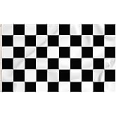 Black and White Chequered Flag Checkered Flags 5ft x 3ft with Eyelets Grand Prix Motorsport ...