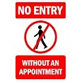No entry without an appointment sign - Self adhesive sticker (200mm x ...