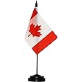 Anley Canada Deluxe Desk Flag Set - 6 x 4 Inch Miniature Canadian ...