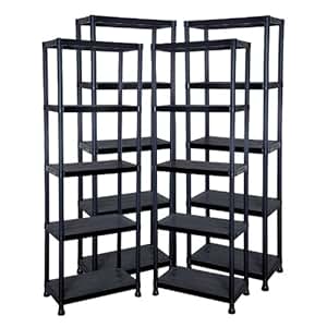 4 x 5 Tier 60cm Wide Heavy Duty Black Plastic Shelving - (60 x 30 x ...