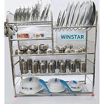 Buy WINSTAR Stainless Steel 5 Layer Wall Mount Kitchen Dish Rack ...