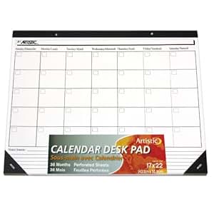 Artistic 17" x 22" Undated Monthly Desk Calendar Pad - 36 Perforated ...
