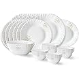 Larah by Borosil Ingot Fluted Series Opalware Dinner Set | 27 Pieces ...