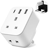 Shaver Plug Adaptor UK with Double USB, TESSAN Toothbrush Shaver ...