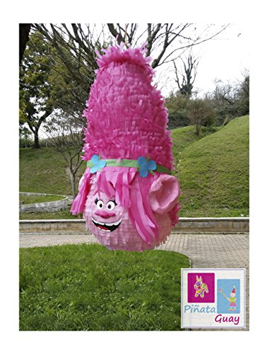 Piñata Trolls Poppy, piñata faite à la main représentant la tête de poppy