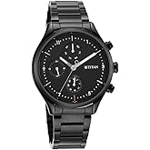 Titan Workwear Quartz Multifunction Black Dial Black Metal Strap Watch ...