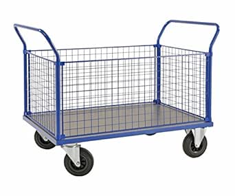 Plattformwagen | Transportwagen aus Stahl mit 4 Gitterwänden ...