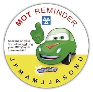MoT Reminder Sticker 75mm - FREE POSTAGE: Amazon.co.uk: Car & Motorbike