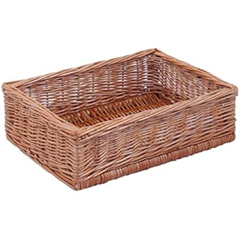 Stabiles Set 2 Regalkorb mit Holzrahmen aus echtem Rattan/Schübe mit ...