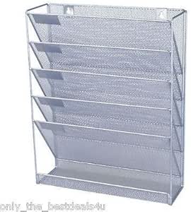 Mesh wall literature holder magazine hanging file SILVER- HOME/OFFICE ...