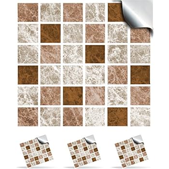Mosaic tile transfers stickers brown beige stone effect. quickly ...