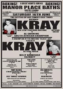 The Krays Ron Reg Kray Boxing Poster at MANOR PLACE BATHS SOUTH LONDON ...