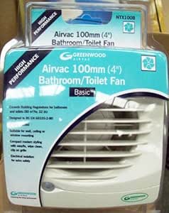 Greenwood Airvac 100mm 4" Bathroom Extractor Fan 4 Inch Shower Kitchen ...