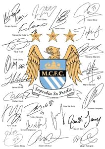 MANCHESTER CITY 2 BADGE NEW 2011/2012 SQUAD TEAM SIGNED AUTOGRAPH PHOTO ...