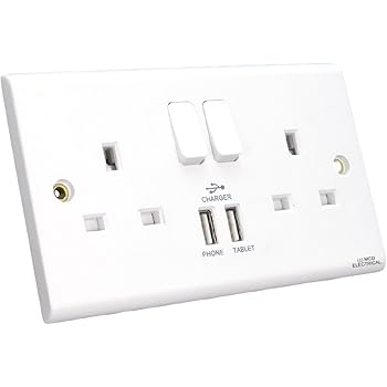 Deta S1298 Slimline Twin 13 Amp Switch Socket with 2 x High Power USB ...