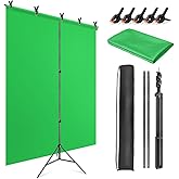 EMART Green Screen Background with Stand, 1.5x2.0m(5x7ft) Greenscreen ...