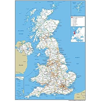 A2 Paper Laminated UK Road Map [GA]: Amazon.co.uk: Office Products