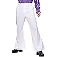 Wicked Costumes Mens White 70s Disco Flares with Pockets Fancy Dress Costume - Medium : Amazon ...