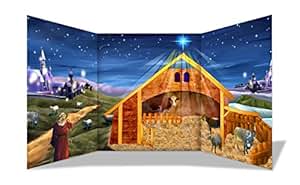 Nativity Scene Free Standing Role Play Backdrop - Traditional - Scene ...