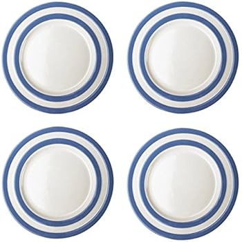 Cornishware Blue and White Stripe Set of 4 Main Dinner Plates 28cm ...