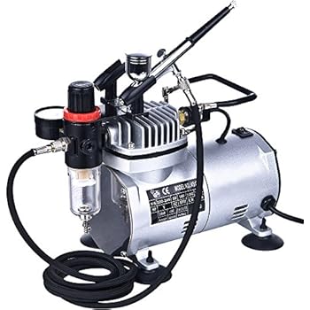 Timbertech Airbrush Kit with Compressor ABPST05 Double Action Airbrush ...